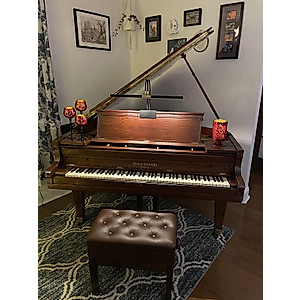 CPS Imports Adjustable Artist Piano Bench Stool in Walnut with Music Storage