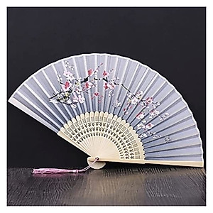 Folding Hand Fan Folding Fan Handheld Folded Fan Retro Vintage Style Silk Folding Fan Chinese Japanese Pattern Home Decor Ornaments Dance Art CraftHand Fans Foldable Fan Hand Held Fans