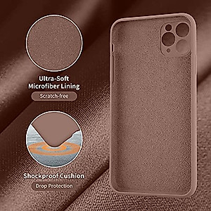 Cordking iPhone 11 Pro Case, Silicone Ultra Slim Shockproof Phone Case with Soft Anti-Scratch Microfiber Lining, [Enhanced Camera Protection], 5.8 inch, Light Brown