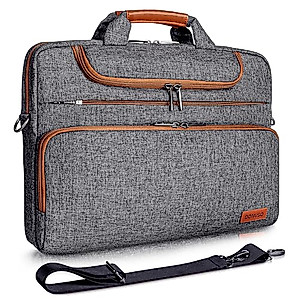 DOMISO 14 Inch Multi-Functional Laptop Sleeve Business Briefcase Waterproof Messenger Shoulder Bag for 14" Laptops/Chromebook/Ultrabook/Apple/Lenovo/HP/Dell/ASUS/Acer, Dark Grey