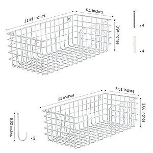YBING Ironing Board Holder White Set of 2, Metal Iron Holder Wall Mount with Removable Hooks, Laundry Room Organizer with Ironing Board for Bathroom, Bedroom,Office