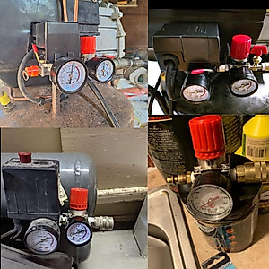 FBANG air Compressor Pressure Switch with Pressure Regulator, 90-120 PSI air Compressor Switch equips Pressure Gauge