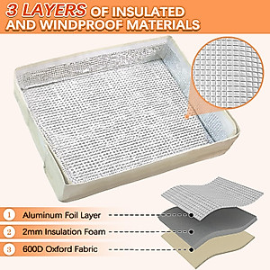 25"Lx17"Hx3.5" Indoor Air Conditioner Cover for Window Units, 3 Layers Insulation AC Cover for Inside Wall Unit with Aluminum Foil and 2mm Foam, Windproof Window Air Conditioner Cover Inside, Beige