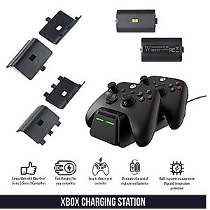 Wasserstein Controller Charging Station Compatible with Microsoft Xbox Wireless Controller 2020 Model & 2016 Model (Xbox Series X, Xbox Series S, & Xbox One) - Make Your Gaming Experience Convenient