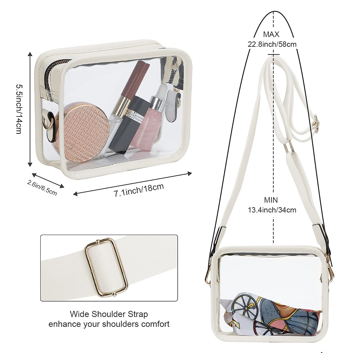 Oweisong Clear Bag for Stadium Events Women Stadium Approved Crossbody Bag Clear Purse Concert Sport Shoulder Handbag