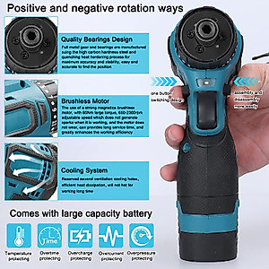 Cordless Screwdriver, Weytoll 18V Electric Screwdriver, Brushless Lithium Screwdriver tool kit, Electric Screw Driver with Torque Adjustable, 2 Speed Control for Mobilephones Computers Home Appliances