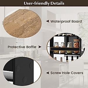 LOKO Slim Storage Cart, 4-Tier Rolling Cart with Handle & Wooden Top for Kitchen Bathroom Laundry Living Room Narrow Small Spaces, 5 Inches Width (Black & Natural)