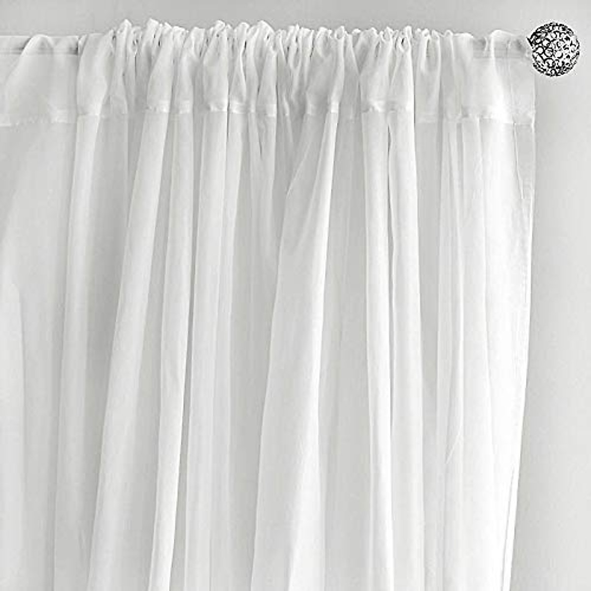 BalsaCircle 10 feet x 10 feet White Sheer Voile Backdrop Drapes Curtains 2 Panels 5x10 ft - Wedding Ceremony Party Home Decorations