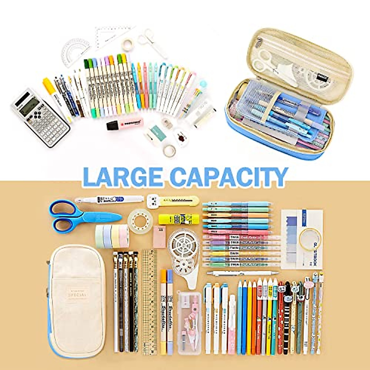 LHMTQVK Large Pencil Case Pencil Pouch Can Expand Pencil Bag Big Capacity Pencil Bag Large Storage Pouch Pencil Case Aesthetic Pencil Case kl2 Bhg