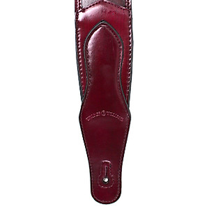 Walker & Williams LID-06 Sangria Purple Leather Padded Guitar Strap with Western Floral Tooling