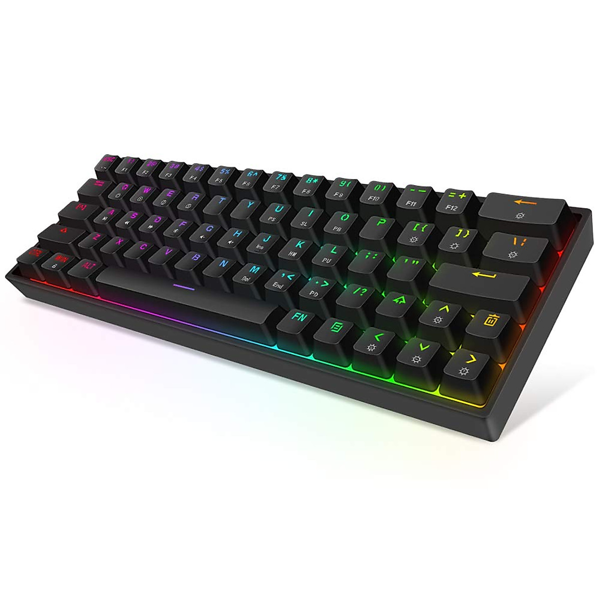 YUNZII SK64 64 Keys Hot Swappable Optical Mechanical Keyboard with ABS Shine-Through Keycaps, RGB Backlit, Programmable for Win/Mac/Gaming (Gateron Optical Blue, Black)