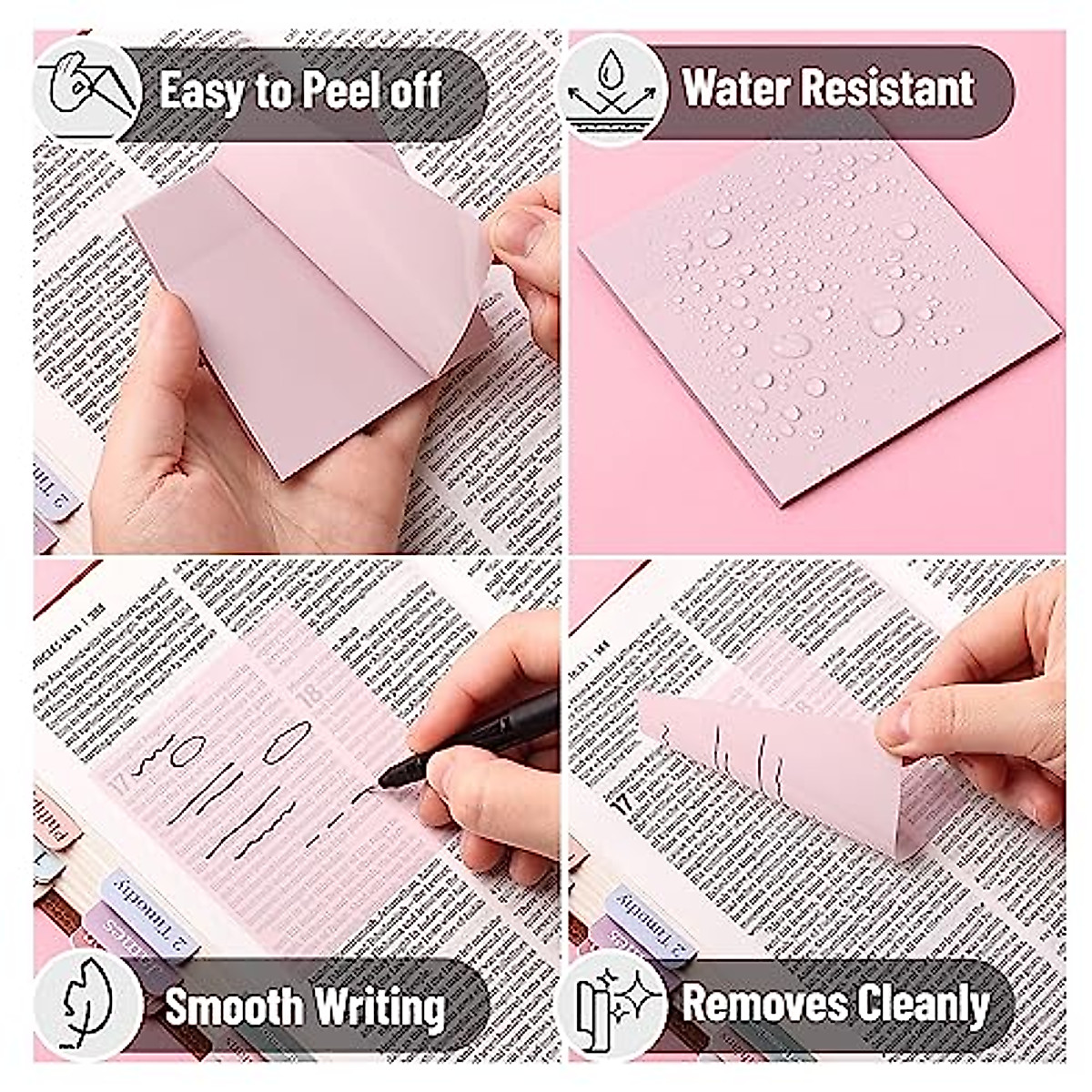 Mr. Pen- Transparent Sticky Notes, 3x3, 200 Sheets, Pastel Colors, See Through Sticky Notes, Sticky Notes Transparent, Translucent Sticky Notes, Clear Transparent Sticky Notes, Sticky Notes Clear