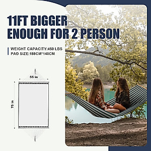 Patio Watcher 14 FT Quick Dry Hammock with Double Size Solid Wood Spreader Bar Outdoor Patio Yard Poolside Beach Hammock with Chains, Waterproof and UV Resistance, 2 Person 450 Pound Capacity