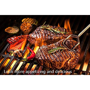 Hisencn Porcelain Cast Iron Cooking Grates for Char-Griller Duo 5050, 3001, 5650, 3008, 3030, 3725, 4000, 2121, King Griller 3008 5252, 19.75 inch Coated Cast Iron Grill Grids Replacement