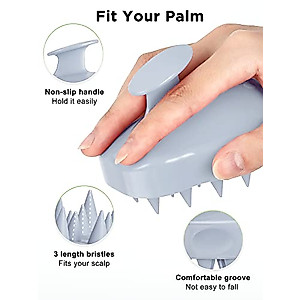 HEETA Scalp Massager Shampoo Brush, Hair Scalp Scrubber with Soft Silicone Bristle for Hair Growth, Upgraded Scalp Brush for Dandruff, Scalp Exfoliator for Women Men Pet Wet Dry Hair (Gray)
