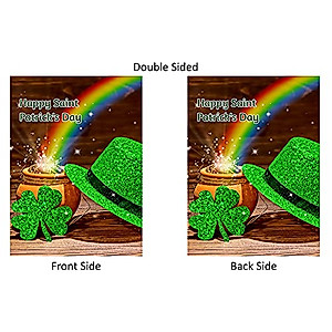 St Patricks Day Garden Flag - Pot of Gold Leprechaun Flag - 12 x 18 Double Sided Irish Garden Flags - Shamrock Saint Patricks Day Rainbow Flag by Jolly Jon