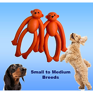 SHAGGYTAILVILLAGE Puppy Chew Toys 2-Pack for Small/Medium Dogs, Puppy Teething Toys, Rubber Monkey Dog Toys for Teething and Fetch