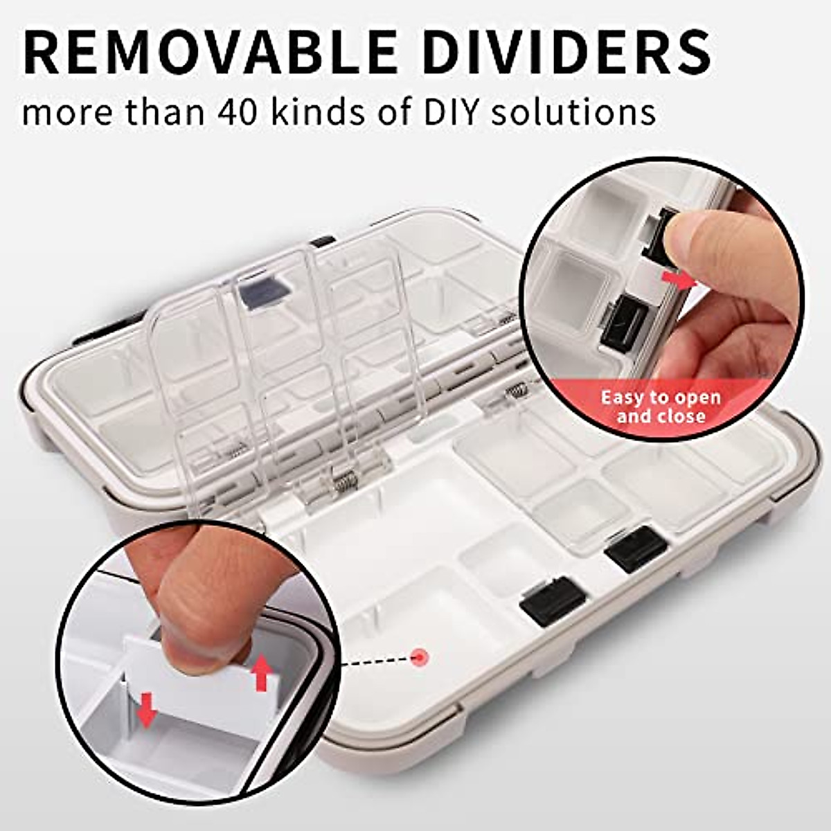 TRUSCEND Fishing Tackle Box Organizer and Storage, Waterproof Plastic Ice Fishing Lure Box, Small Bulk Saltwater Fishing Tackle Box Container for snacks with Adjustable Dividers, Fishing Gifts for Man