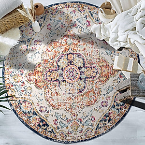 Rugshop Vintage Distressed Bohemian Round Rug 6' 6" (6' 6" Diameter) Multi