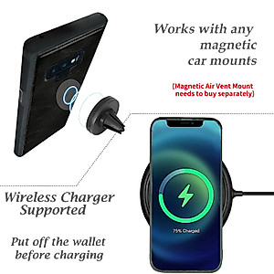 MODOS LOGICOS Crossbody Bag for Samsung Galaxy Note 9 6.4", [Shoulder Wrist Straps] [Zipper Storage] [11 RFID Card Slots 3 ID Window] PU Leather Purse with Removable Inner Magnetic TPU Case - Black