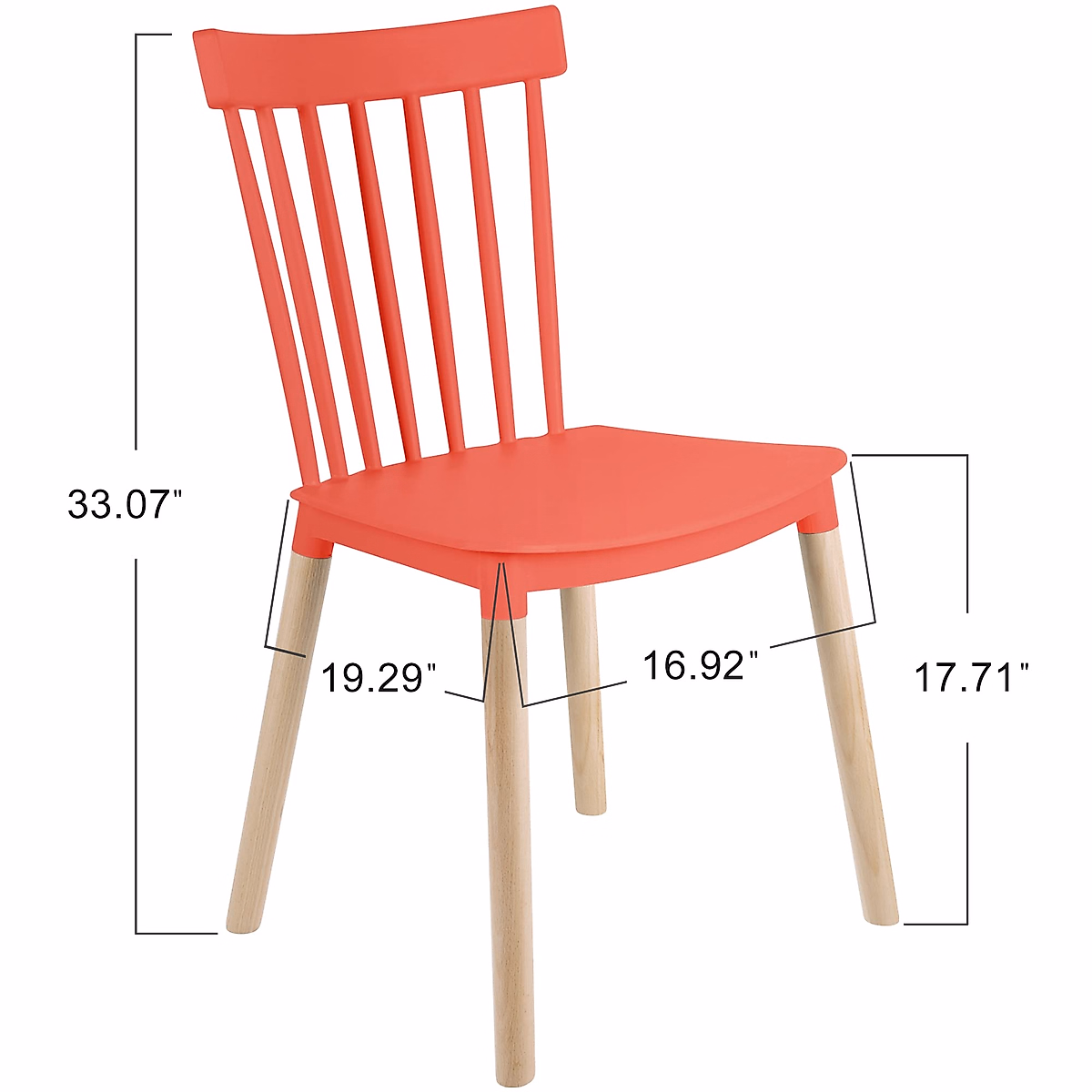Simpol Home DSW Armless Modern Plastic Dining Chairs with Wood Legs for Living, Bedroom, Kitchen, Dining,Lounge Waiting Room, Restaurants, Cafes