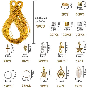 LABOTA 201 Dreadlock Jewelry, Beads for Hair Braids, Hair Jewelry for Women Braids, Metal Gold box Braids Rings Cuffs Clips for locs Dreadlock Accessories Hair Decorations