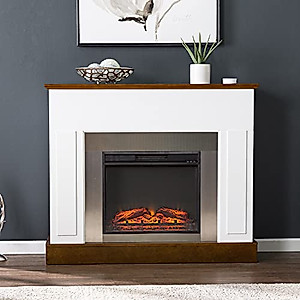 SEI Furniture Eastrington Industrial Electric Fireplace, White