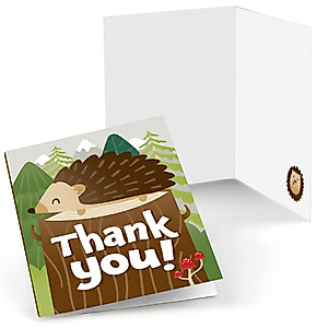 Big Dot of Happiness Forest Hedgehogs - Woodland Birthday Party or Baby Shower Thank You Cards (8 count)
