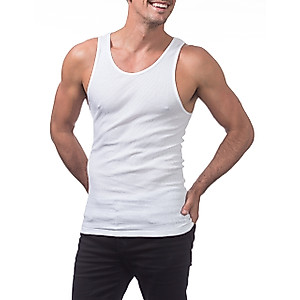 Pro Club Men's Premium Ringspun Cotton Ribbed A-Shirt (3-Pack), Snow White, Medium