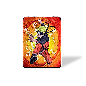 JUST FUNKY Naruto with Kanji Symbols Large Anime Fleece Throw Blanket | Official Naruto Throw Blanket | Collectible Anime Throw Blanket | Measures 60 x 45 Inches