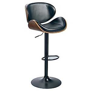 Signature Design by Ashley Bellatier Mid-Century Modern 34" Adjustable Height Curved Bar Stool, Brown & Black