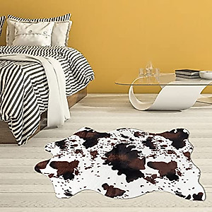 Sgizoku Cow Print Rug Faux Cowhide Rug Cute Area Rug Fun Western Room Decor Cow Rugs for Living Room Bedroom Non-Slip (43 inches x 29 inches)