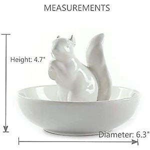 LA JOLIE MUSE Nut Bowl Snack Serving Dish - Ceramic Squirrel Candy Jewelry Dish for Pistachio Peanuts, House Warming Hostess Gifts