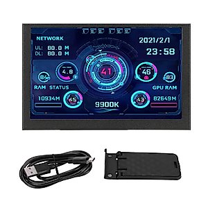 KOSDFOGE PC CPU Data Monitor, Mini ITX Case Display PC CPU Data Monitor 5in IPS USB C Type C for AIDA64 Temperature Display PC CPU GPU RAM Data Monitor