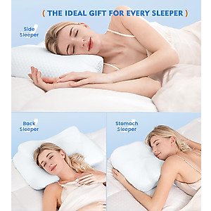 Osteo Cervical Pillow for Neck Pain Relief, Hollow Design Odorless Memory Foam Pillows with Cooling Case, Adjustable Orthopedic Bed Pillow for Sleeping, Contour Support for Side Back Sleepers