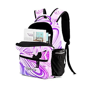 zaaprintblanket Personalized Gymnastics Purple Art Tie Dyed with Text Name Bookbag Waterproof Backpack for Boys Girl Gift