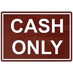 ComplianceSigns.com Cash Only Engraved Sign for Dining/Hospitality/Retail, 10x7 in. White on Cinnamon Plastic