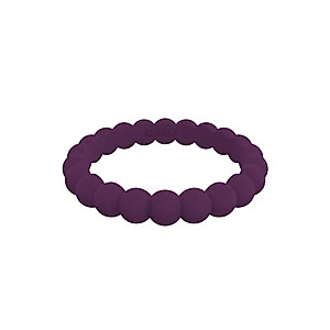 QALO Women's Rubber Silicone Ring, Stackable Bead, Rubber Wedding Ring for Women, Breathable, Durable Engagement Silicone Band, 4mm Wide 2.5mm Thick, Plum, Size 8