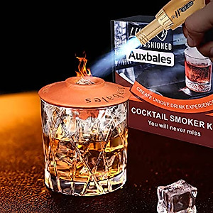 Cocktail Smoker Kit with Torch, Bourbon Whiskey Smoker Infuser Kit with 4 Flavors Wood Chips, Old Fashioned Drink Smoker Kit, Birthday Bourbon Whiskey Gifts for Men, Dad, Husband (Without Butane)
