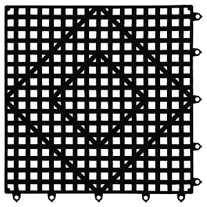 San Jamar Versa-Mat Plastic Interlocking Bar Mats, Black, (Set of 12)