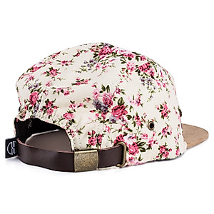 Blackskies Sakura 5-Panel Cap White with Cherry Blossoms Unisex Baseball Cap