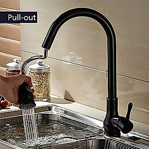 Kitchen Sink Faucet with Pull Out Sprayer, 2-Function Spray & Bubbler Brass Basin Mixer Tap Vanity Faucet Single Handle Cold and Hot Water Deck Mounted Kitchen Sink Taps,Brush Nick