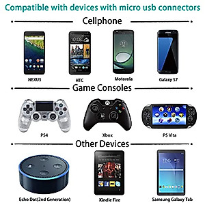 Micro USB Cable 10ft 3Pack Extra Long Android Charger Cable High Speed Durable PS4 Charging Cable Android Charging Cord for Samsung Galaxy S7 S6 S7 Edge S5, LG G4, HTC, PS4, Camera, Black