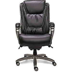Serta Big and Tall Smart Executive Office ComfortCoils, Ergonomic Computer Chair with Layered Body Pillows, Big & Tall, Adjustable Height, Faux Leather, Black and Gray