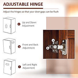 HOMCOM 63" 2-Door Kitchen Pantry, Freestanding Storage Cabinet with 5-Tier Shelving and 2 Adjustable Shelves for Dining Room, Brown