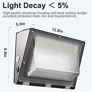 Lightdot 2Pack 200W LED Wall Pack Lights, 100-277v Dusk to Dawn with Photocell, 28000Lm 5000K Daylight IP65 Waterproof Wall Mount Outdoor Security Lighting Fixture, Energy Saving