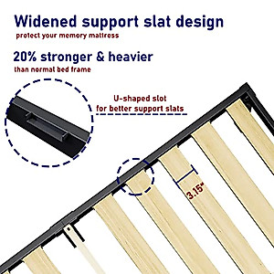 ZIYOO King Size Bed Frame 14Inches High 3 Inches Wide Wood Slats with 3500 Pounds Heavy Duty Support for Foam Mattress, No Box Spring Needed, Easy Assembly, Noise Free