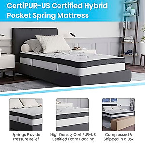 Flash Furniture Capri Comfortable Sleep 10" Hybrid Pocket Spring and Foam Mattress in a Box, Foam Pocket Spring Hybrid Mattress, Twin