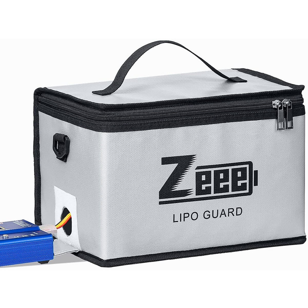 Zeee Lipo Safe Bag Battery Fireproof Bag Large Capacity Storage Guard Battery Safe Pouch for Storage Charging - 10 Cell Adjustable Battery Safe Bag(10.6x6.7x6.7in)