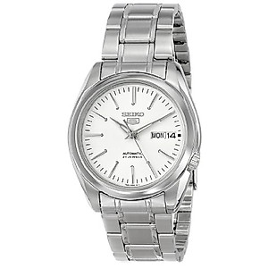 SEIKO Men's SNKL41 5" White Dial Stainless Steel Automatic Watch